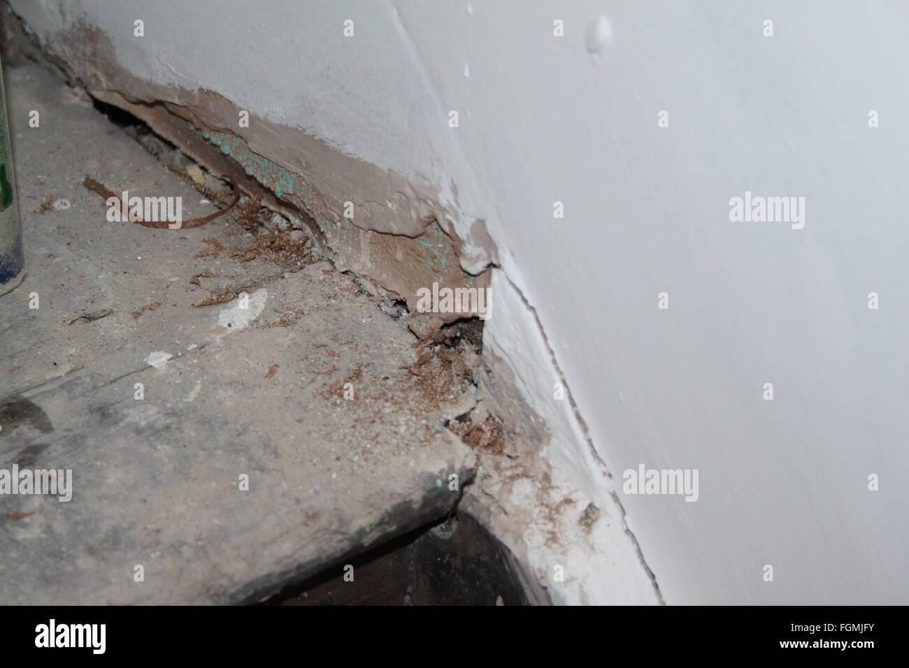 badly repaired plaster at the top of wooden, stairs Stock Photo - Alamy