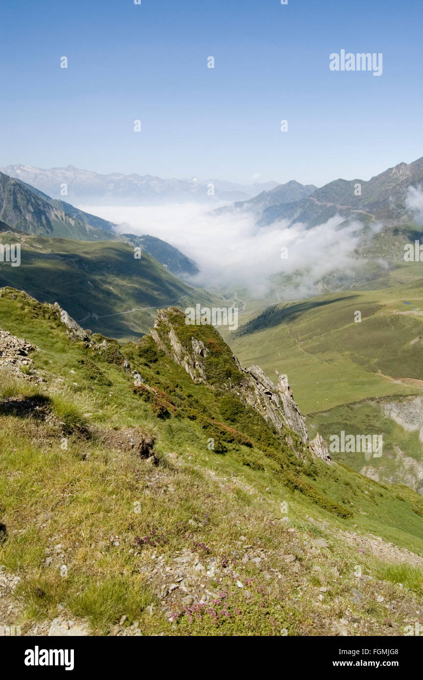 FRENCH PYRENEES CLOUD DESCENDING OVER VALLEY OF COL DU T0URMALET Stock ...