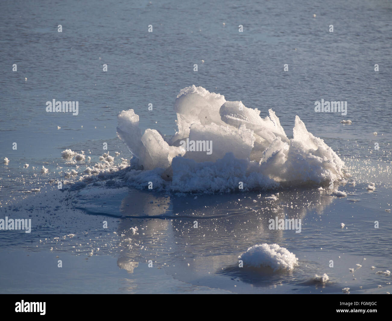 Ice hummock on a small scale, sea ice breaking up and making beautiful ...