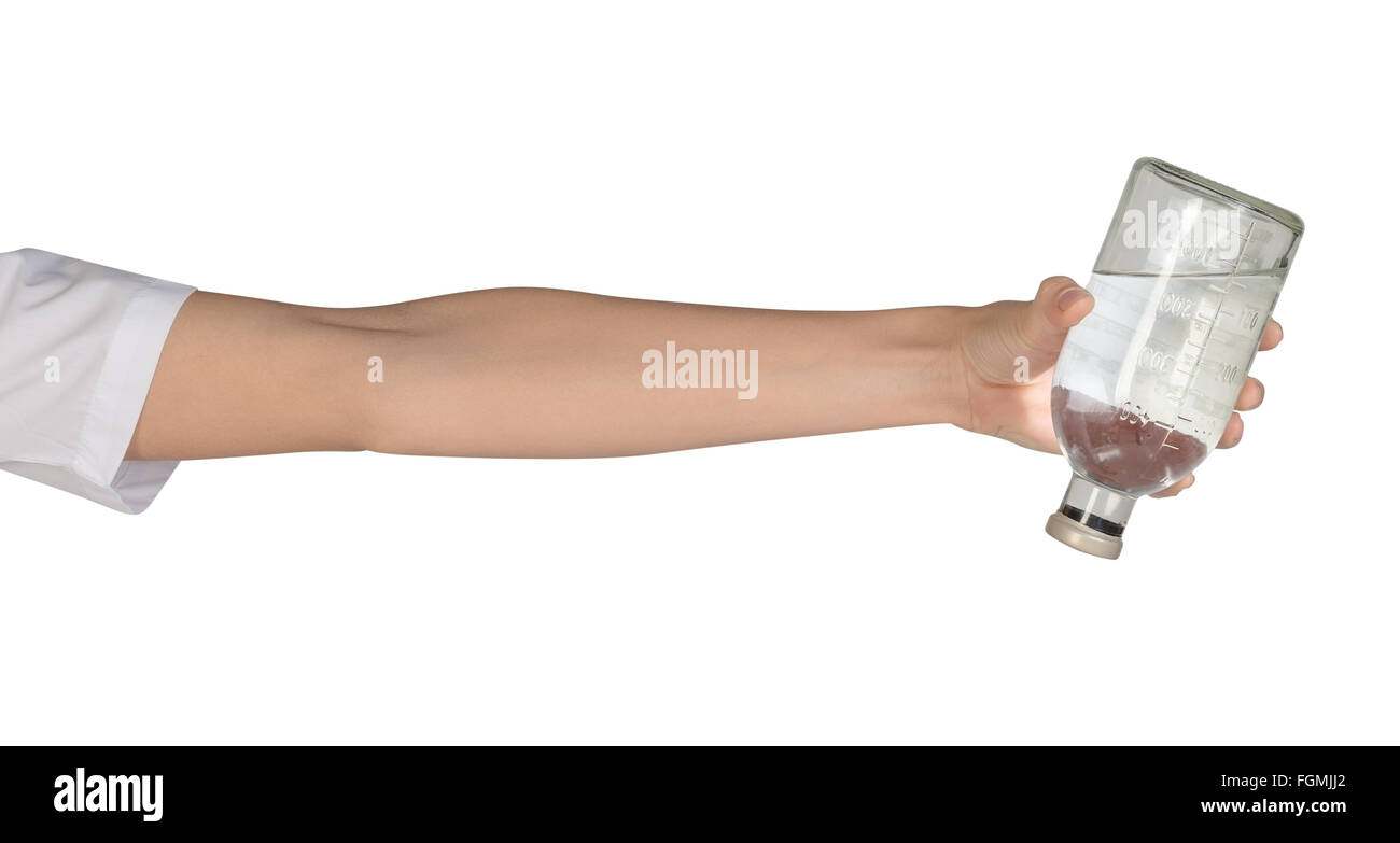 Close-up of female hand holding medical solution in a bottle Stock ...