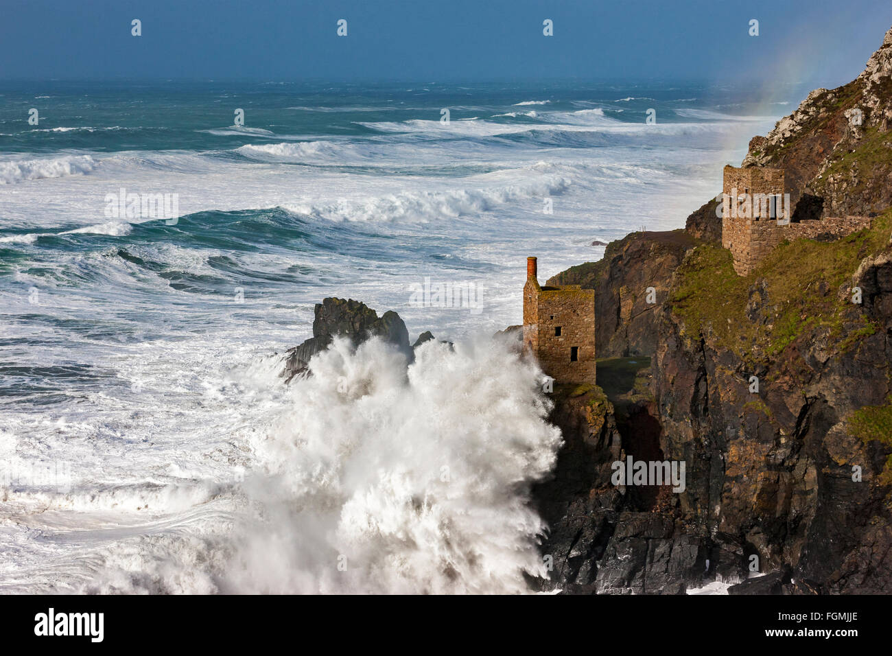 Botallack, England. 8th, February, 2016. Massive Waves, created by ...