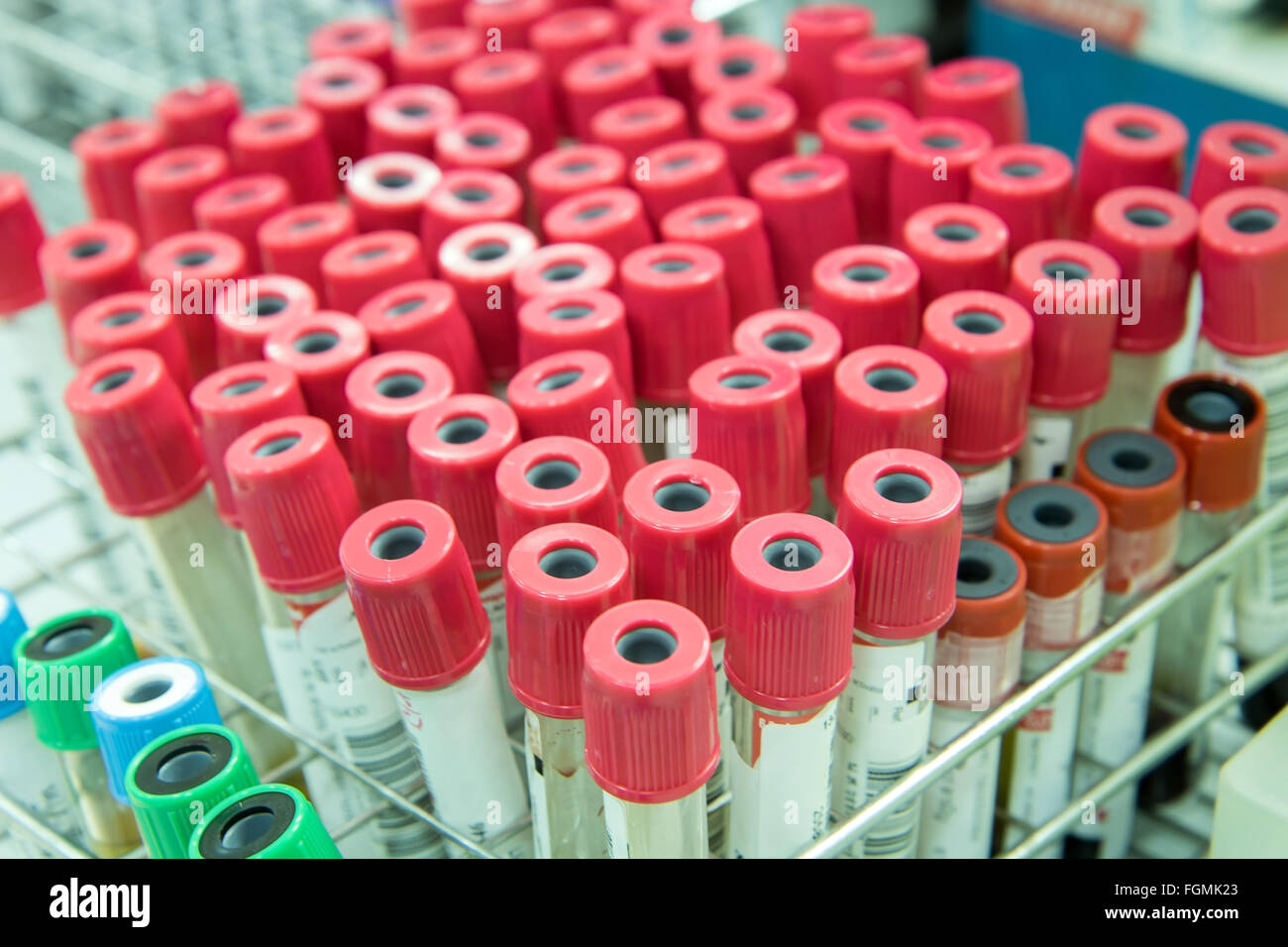 tubes with blood on desk in the lab Stock Photo - Alamy