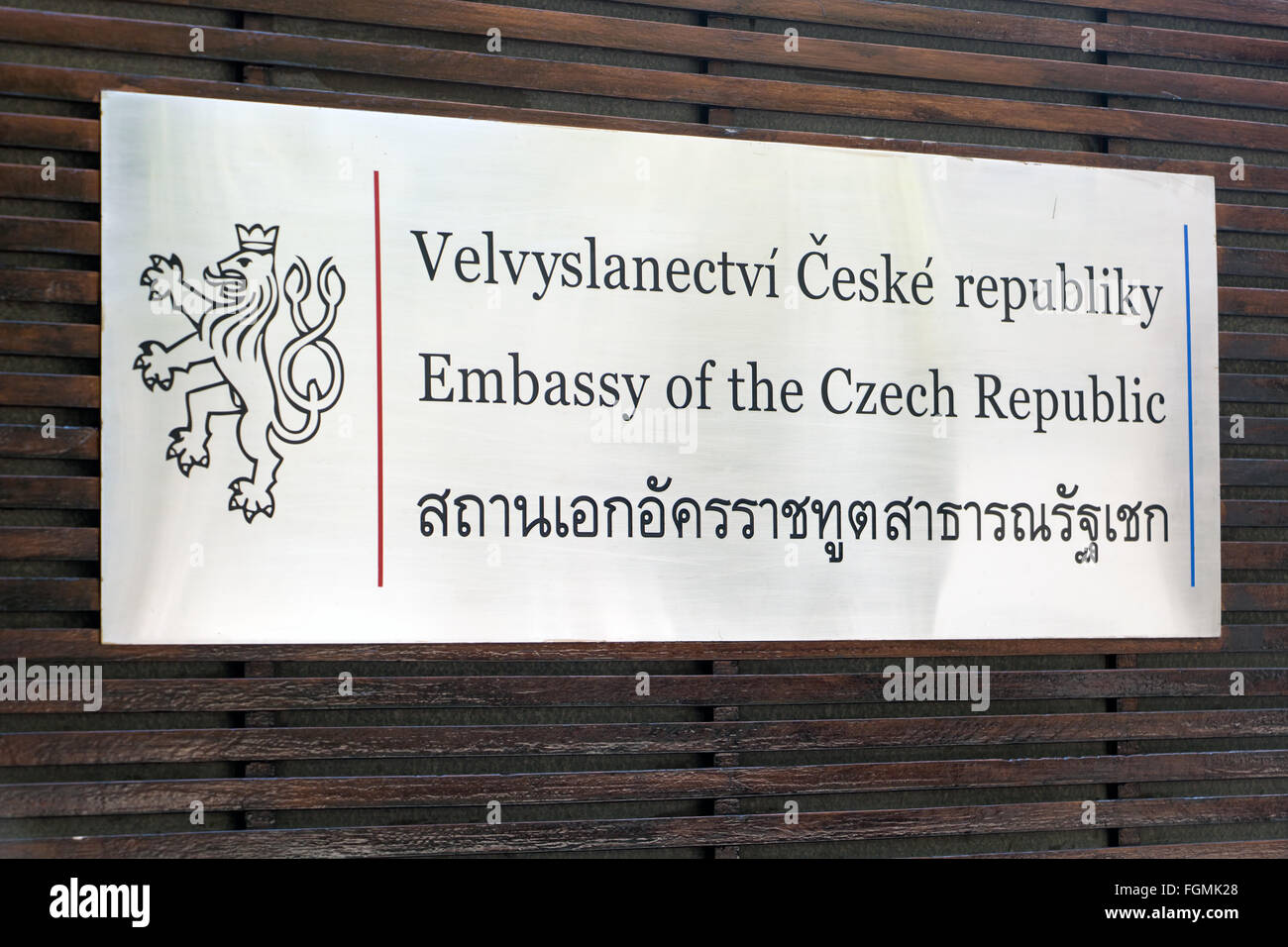 Signs and symbols of the Czech Embassy in Bangkok Stock Photo - Alamy