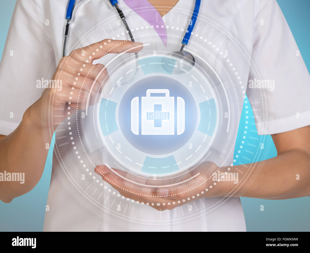 Medicine doctor working with modern computer interface as concept Stock ...