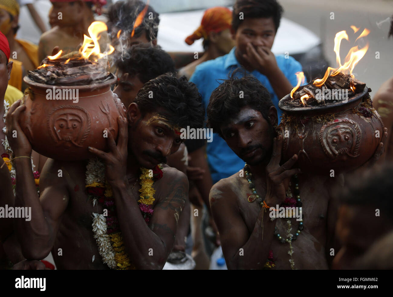 Yangon, Myanmar. 21st Feb, 2016. Hindu devotees attend a celebration of ...