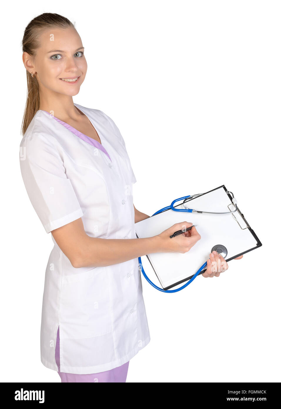 Close-up of female doctor filling the medical form Stock Photo - Alamy