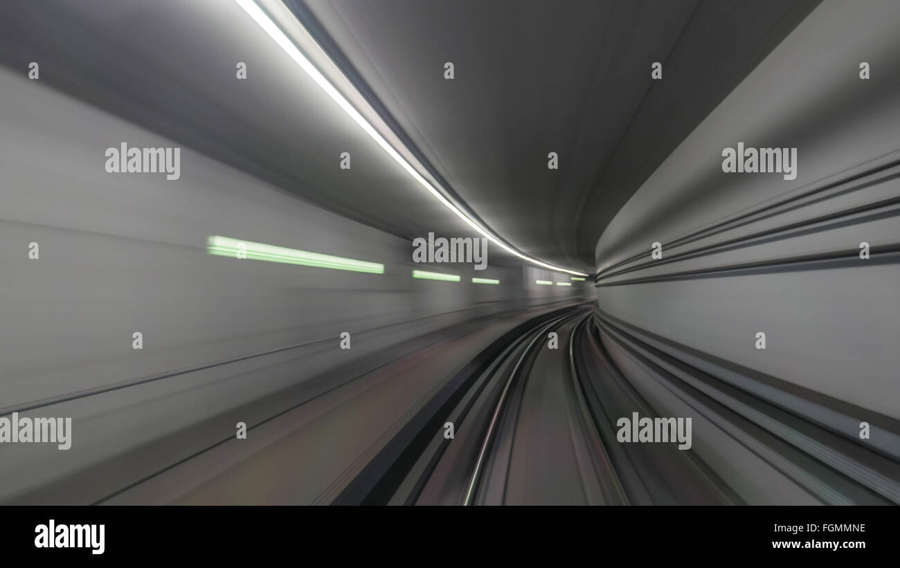 Subway rails in tunnel Stock Photo - Alamy