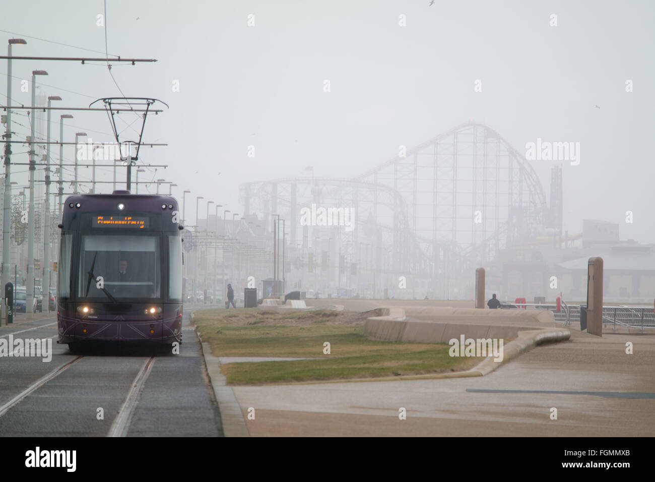 Blackpool,UK. 18th February 2016. weather news. It's windy dull and ...