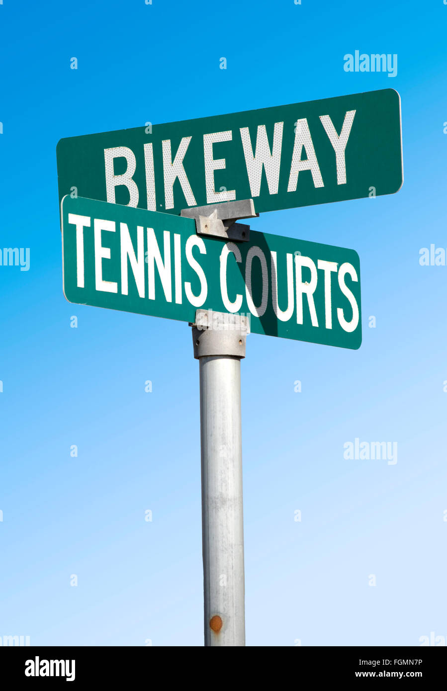 bike and tennis court road sign Stock Photo - Alamy