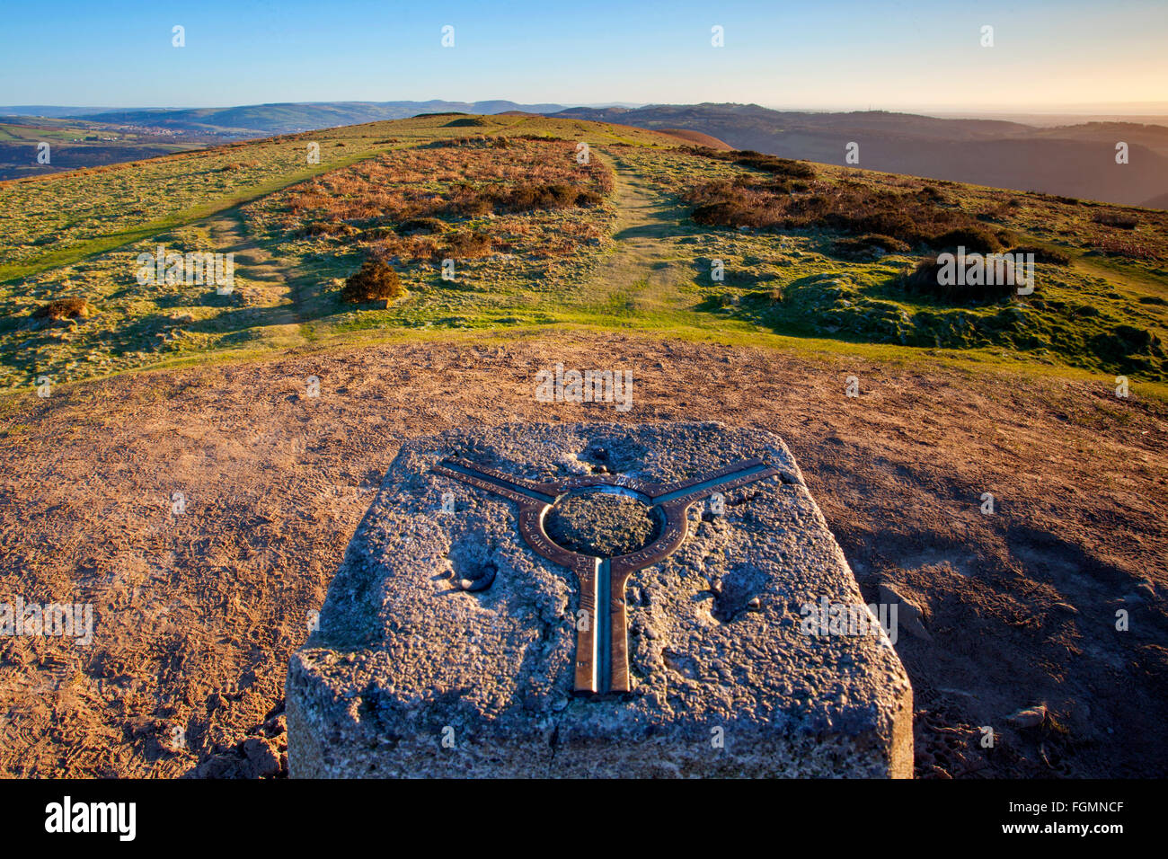 Garth Mountain Trig point, looking east, Garth Mountain, Cardiff, South ...