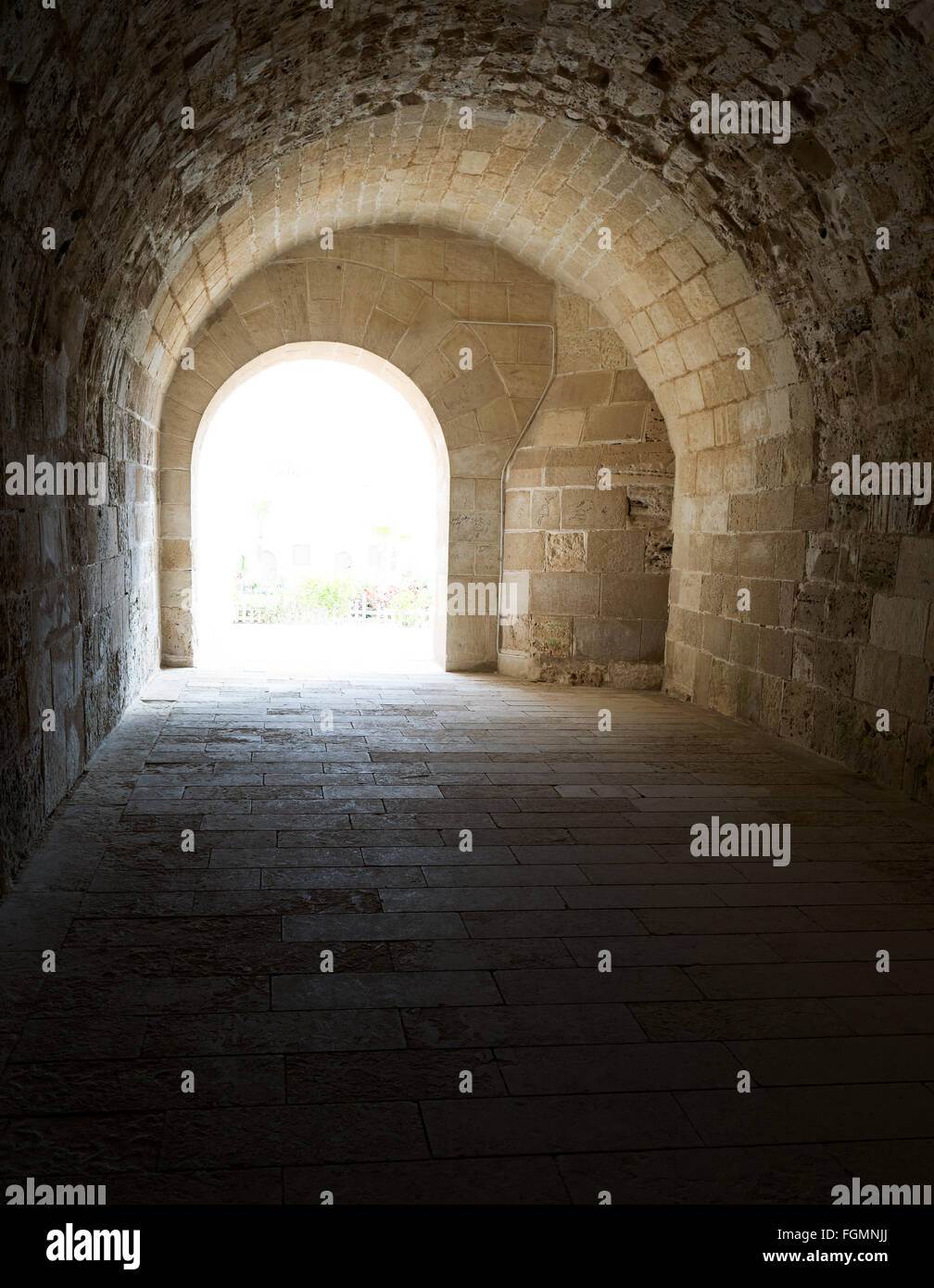 Vaulted Corridor leading to the courtyard of Alexandria Castle Stock ...