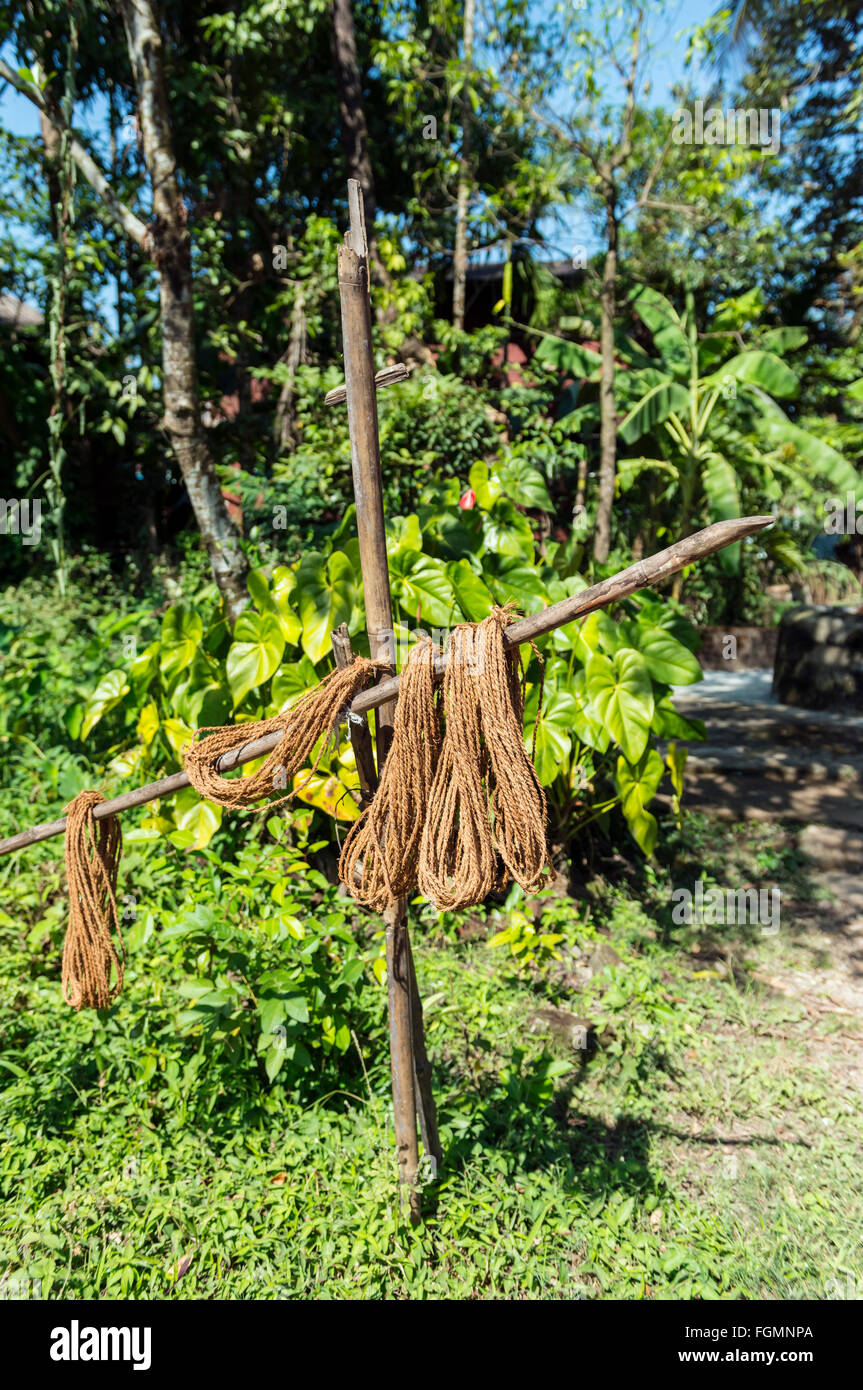 Rope made from coco fiber, Burma Stock Photo - Alamy
