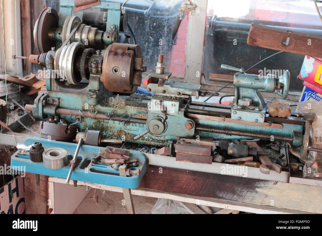 center lathe tools and motor Stock Photo - Alamy