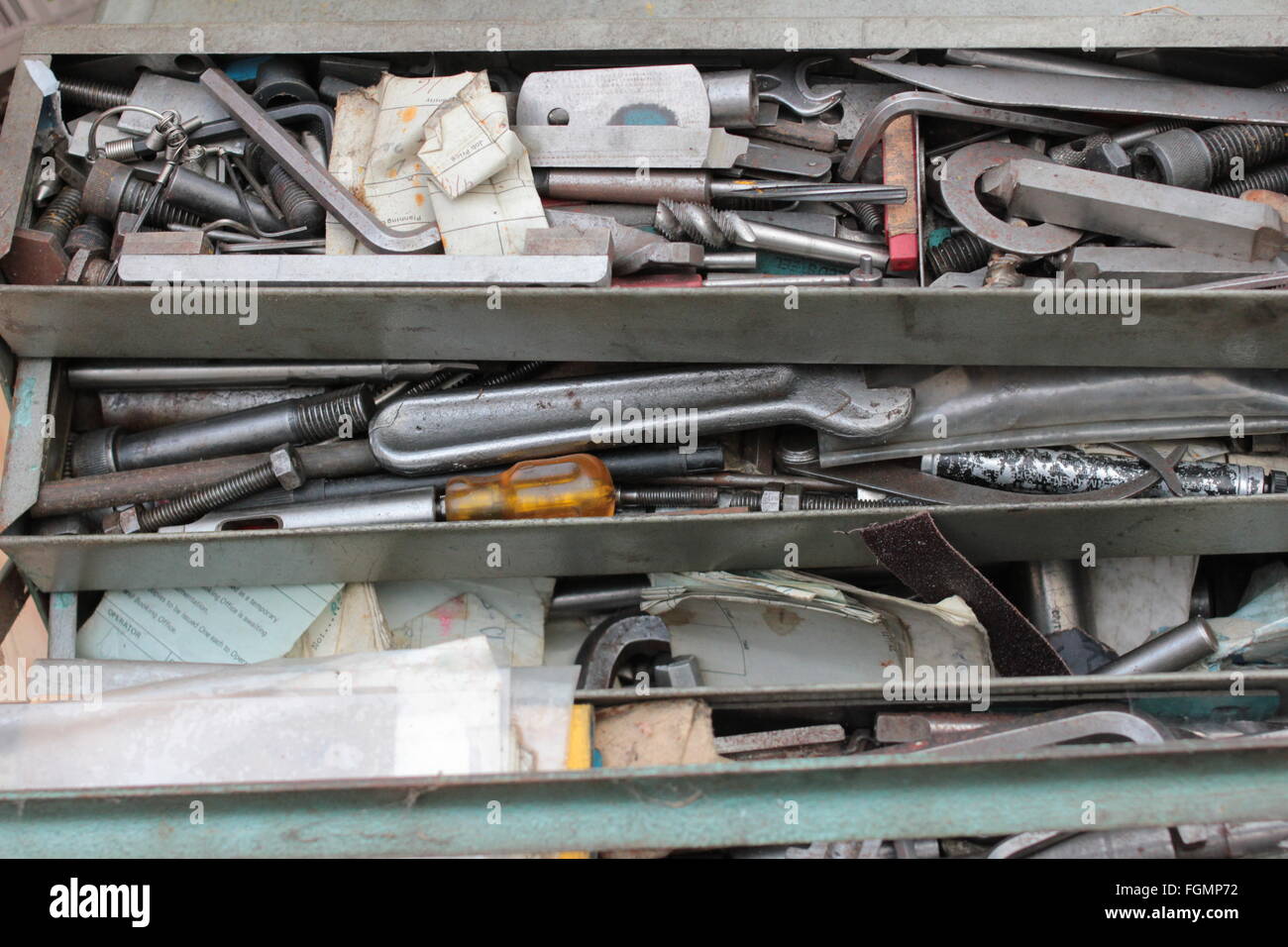 engineers toolbox and tools Stock Photo - Alamy
