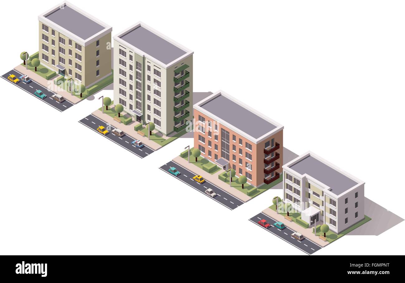 Vector isometric buildings set Stock Vector Image & Art - Alamy