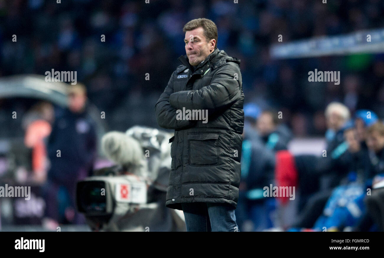 Berlin, Germany. 20th Feb, 2016. Wolfsburg's head coach Dieter Hecking ...