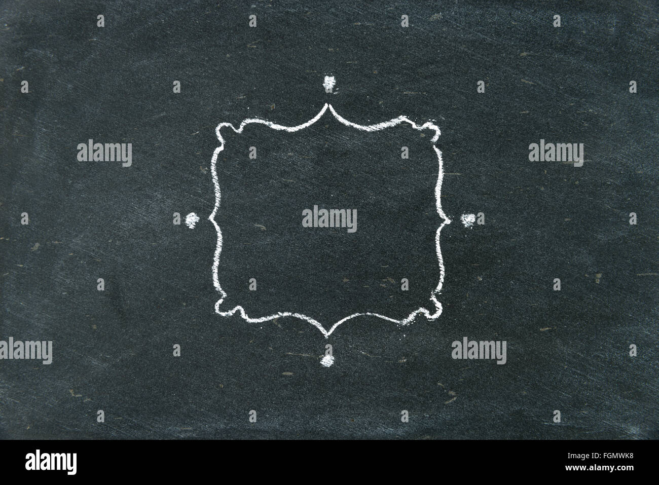 Hand drawing chalk frame on blackboard as design resource, copy paste ...