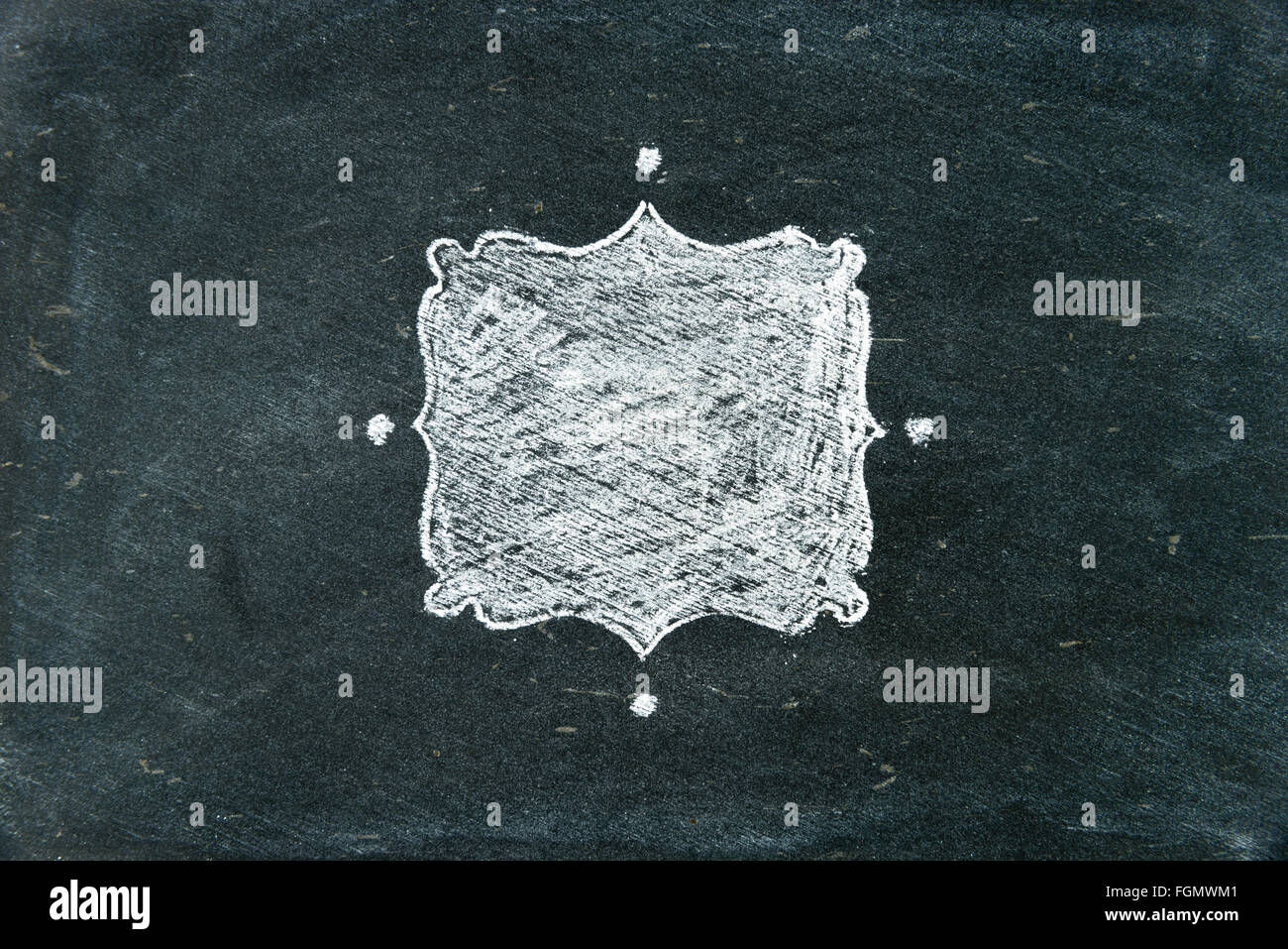 Hand drawing chalk frame filled with white on blackboard as design ...