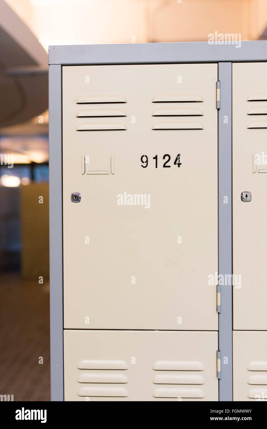 School locker made with metal in a line Stock Photo - Alamy