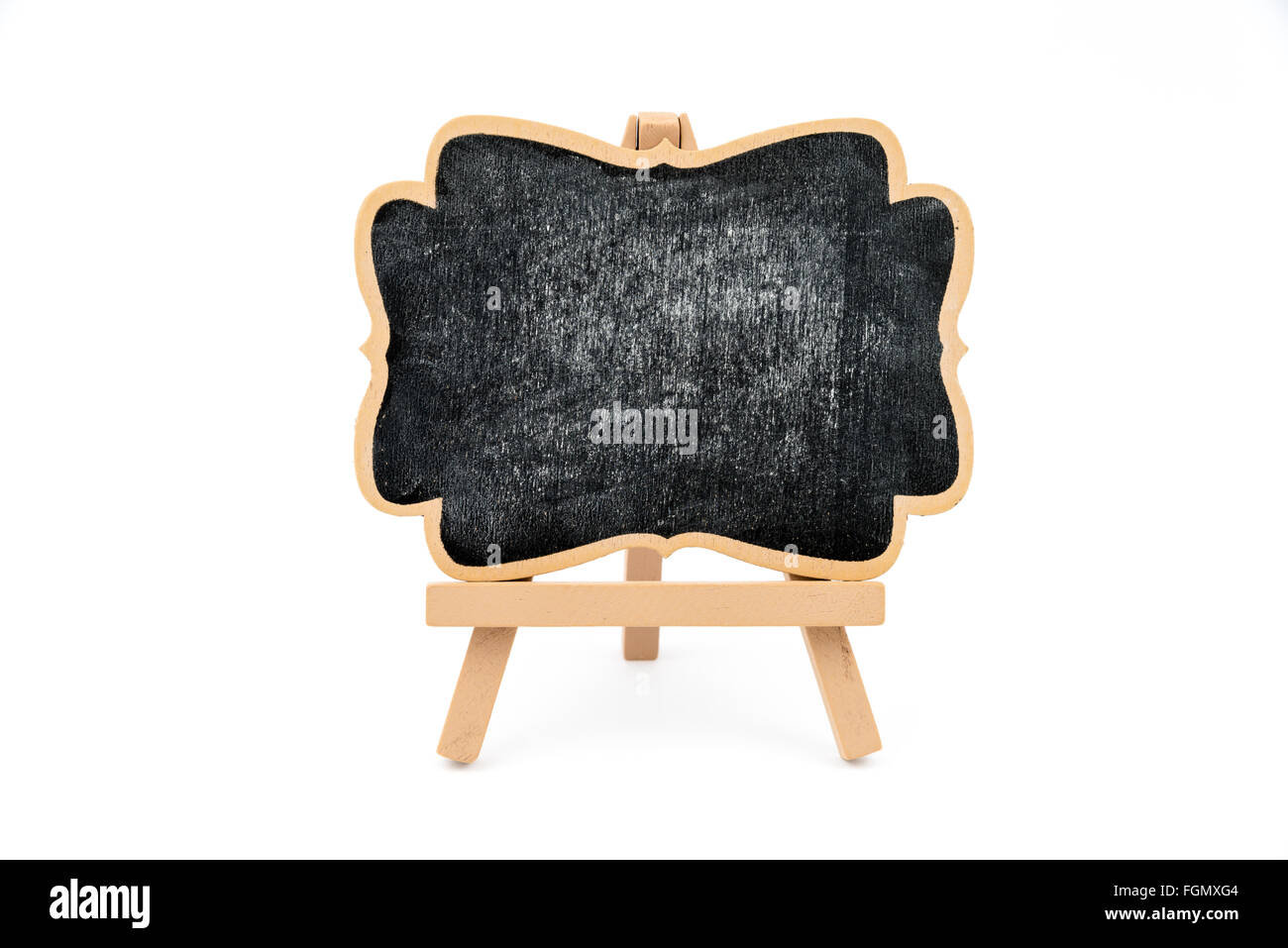 Wooden easel mini blackboard with faded chalk surface, front view ...