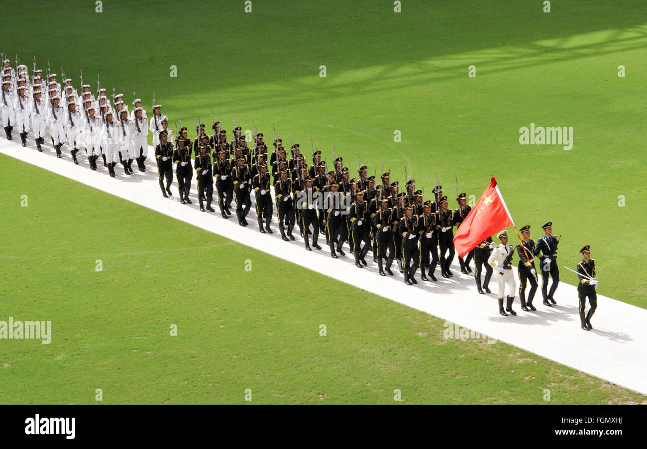 Army of China marching on grass Stock Photo - Alamy