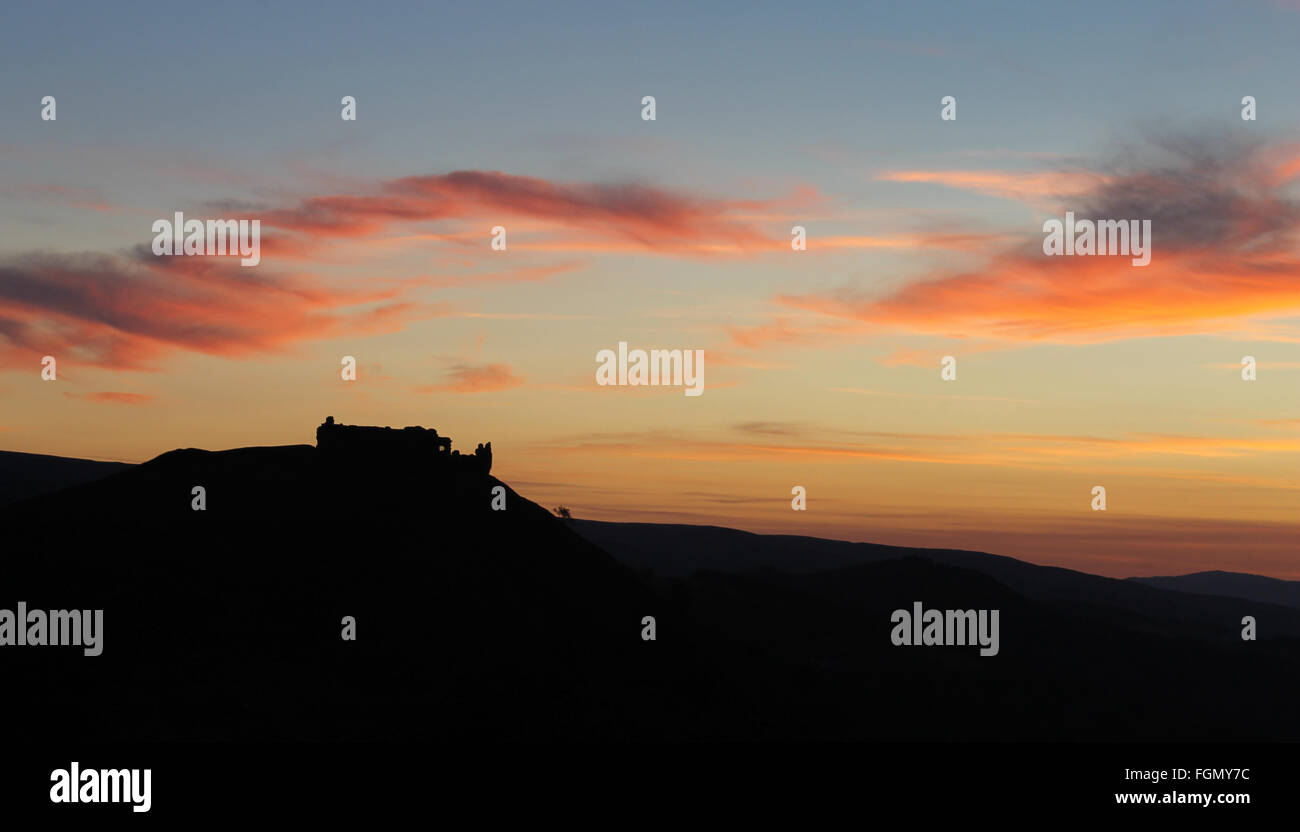 Dinas Bran castle at sunset as viewed on the Panorama Llangollen Stock ...