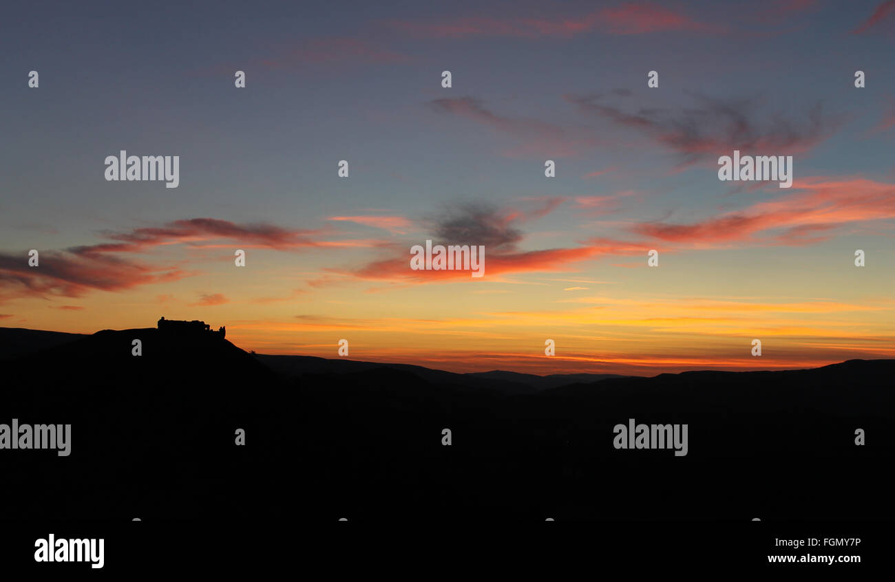 Dinas Bran castle at sunset as viewed on the Panorama Llangollen Stock ...