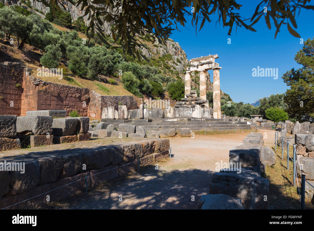 Delphi, Phocis, Greece. The tholos, dating from around 380-360 BC ...