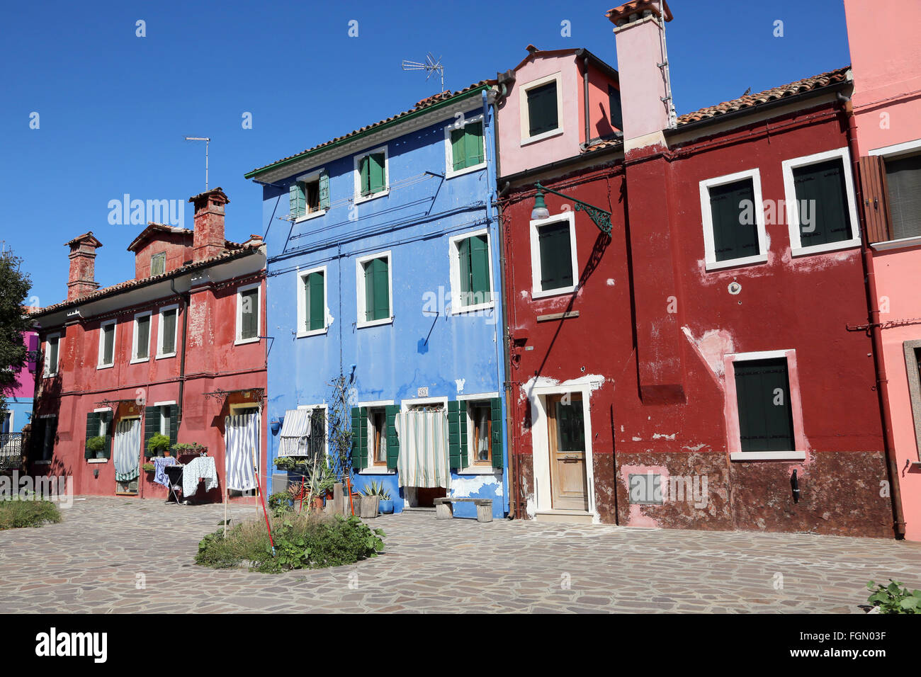 Colourful homes on the famous Venetian island of Burano. September 2016 ...