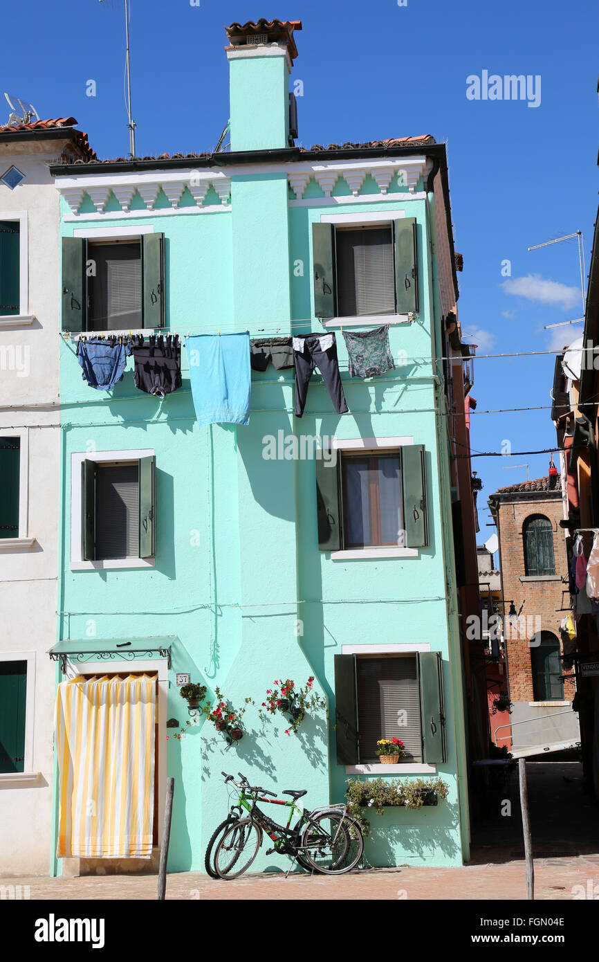Colourful homes on the famous Venetian island of Burano. September 2016 ...