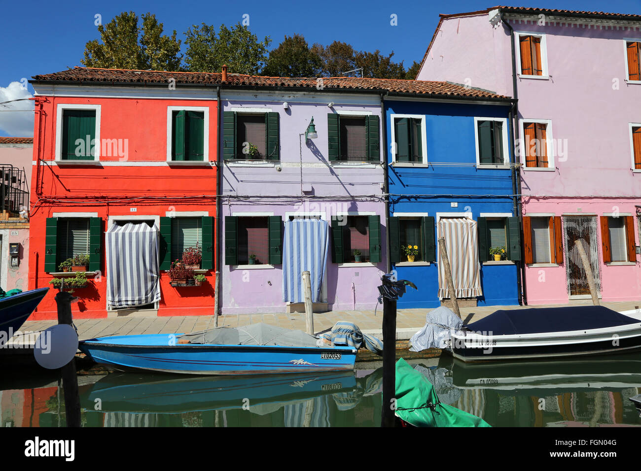 Colourful homes on the famous Venetian island of Burano. September 2016 ...