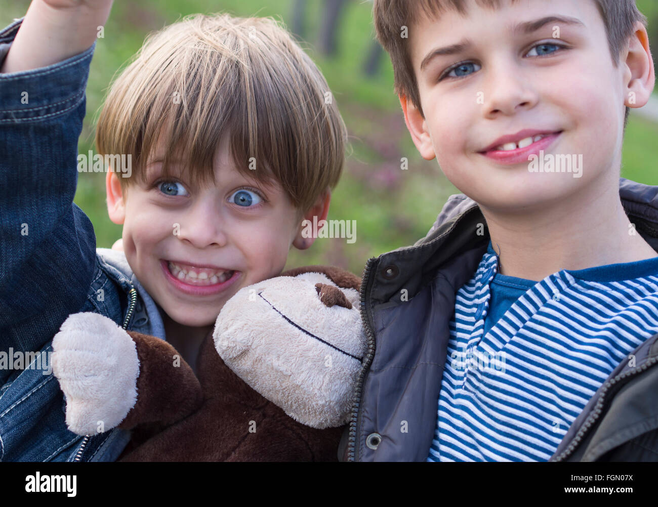 happy brothers outside Stock Photo - Alamy