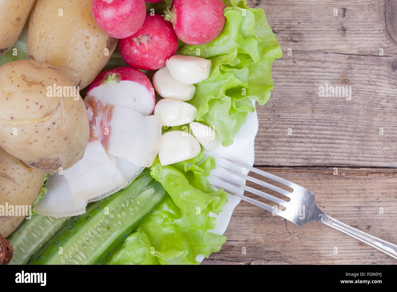 still life of rustic food in dish top view Stock Photo - Alamy
