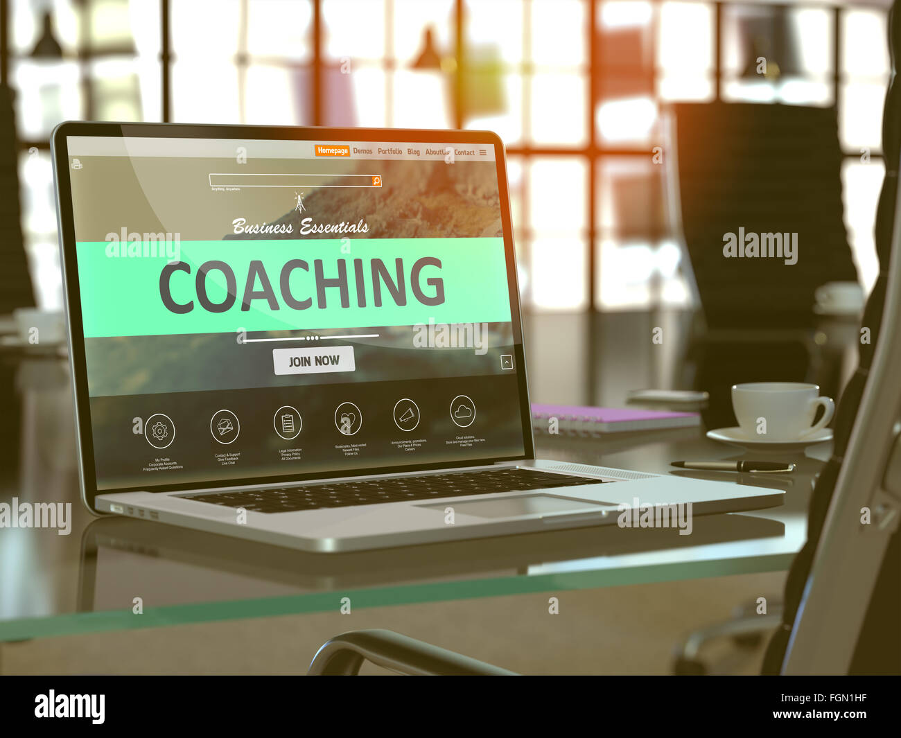 Coaching Concept on Laptop Screen Stock Photo - Alamy