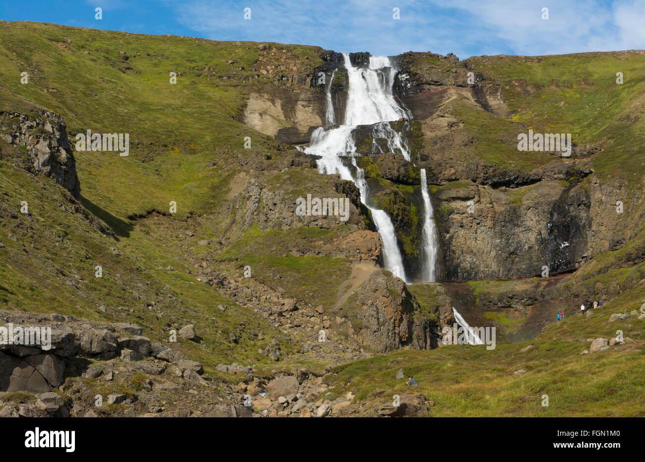 Iceland Rjukandi waterfalls in sunshine also called Yst i-Rjukandi with ...