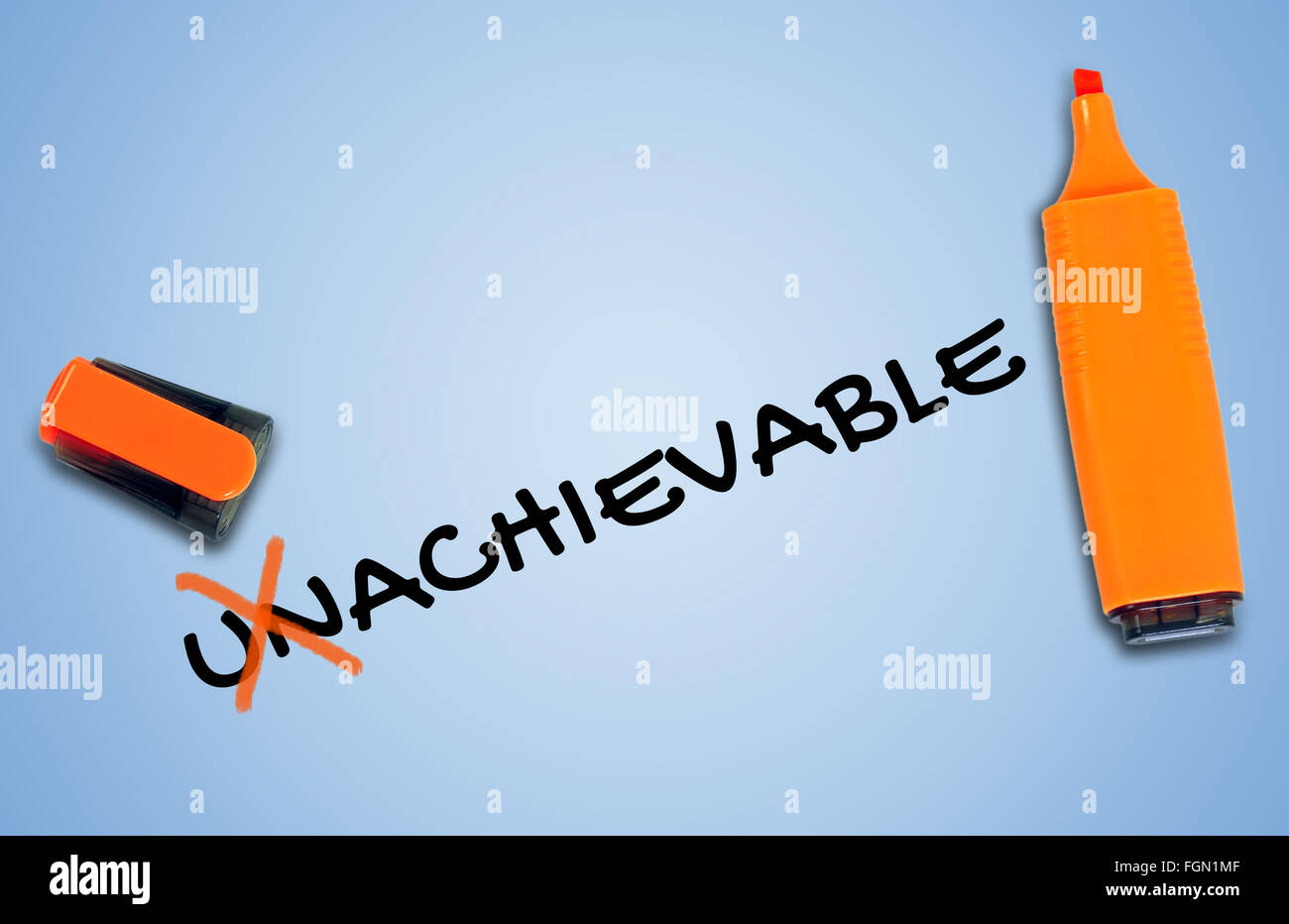 Unachievable word on blue background Stock Photo - Alamy