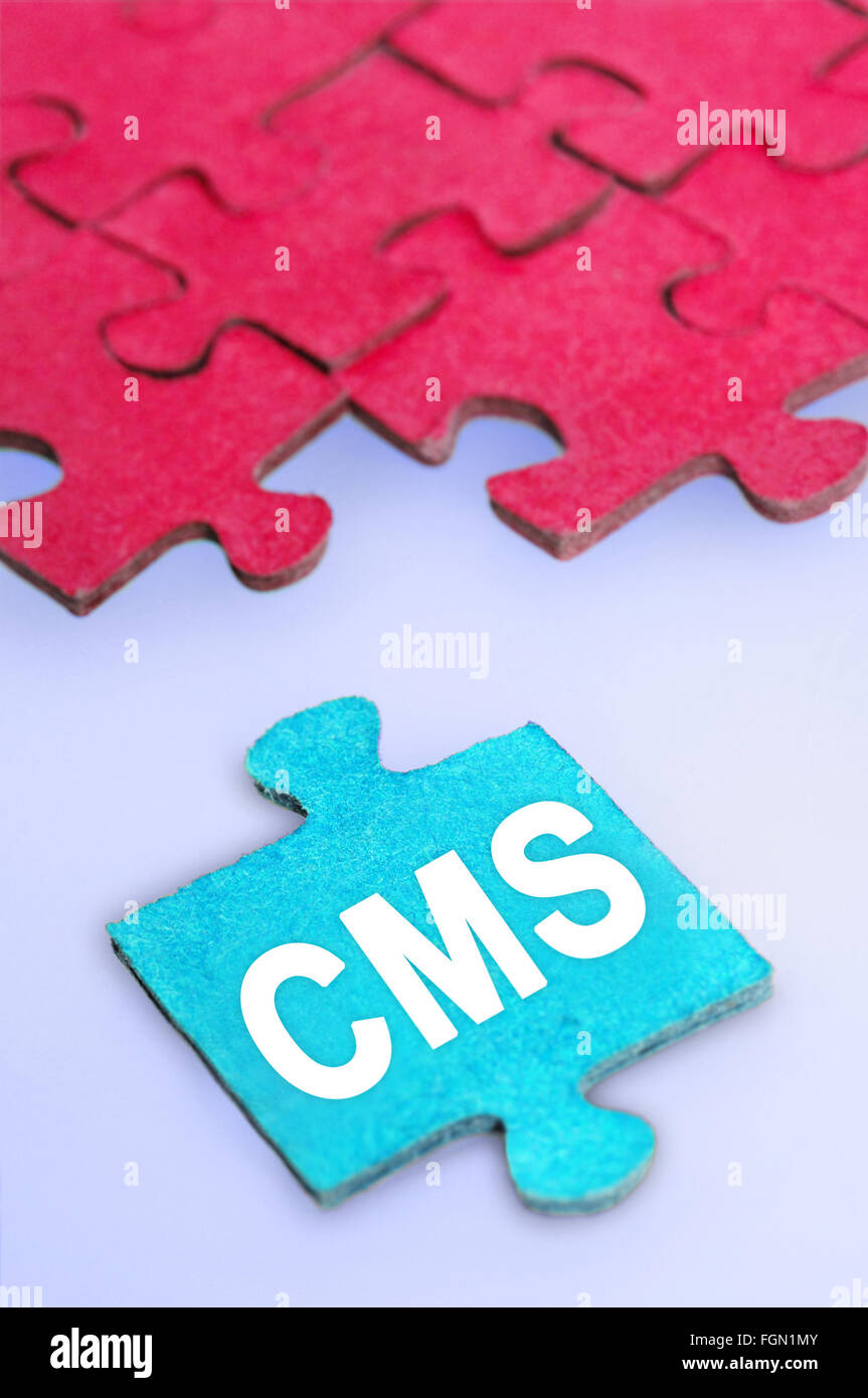 CMS word on blue background Stock Photo - Alamy