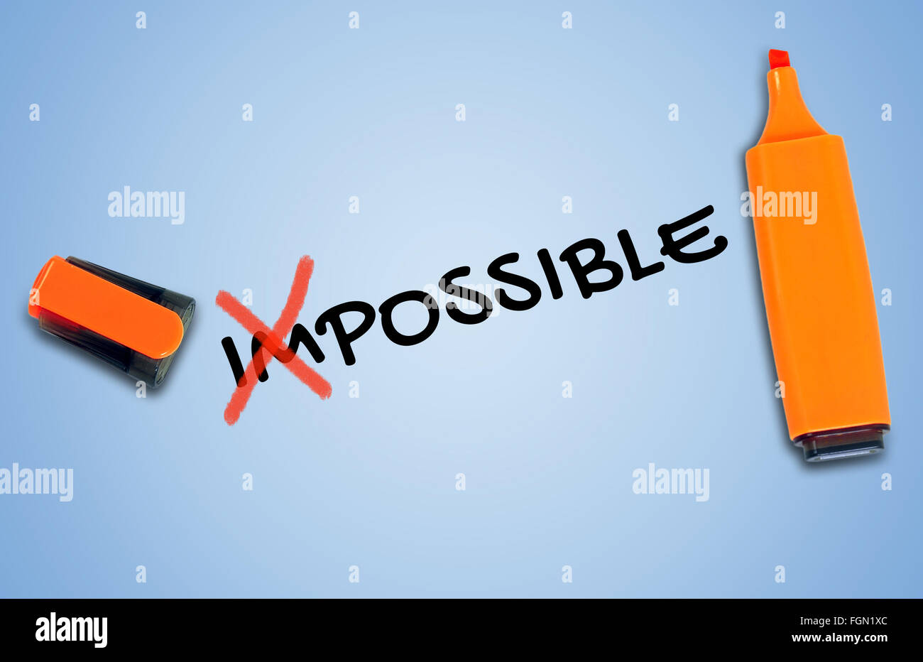 Impossible word on blue background Stock Photo - Alamy