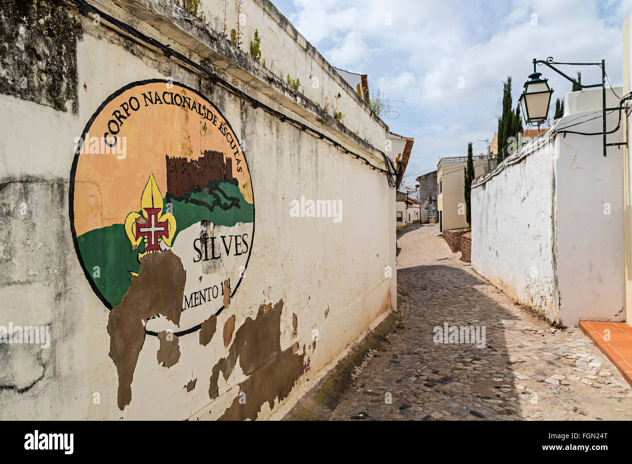 Town sign on wall, Silves, Algarve, Portugal Stock Photo - Alamy