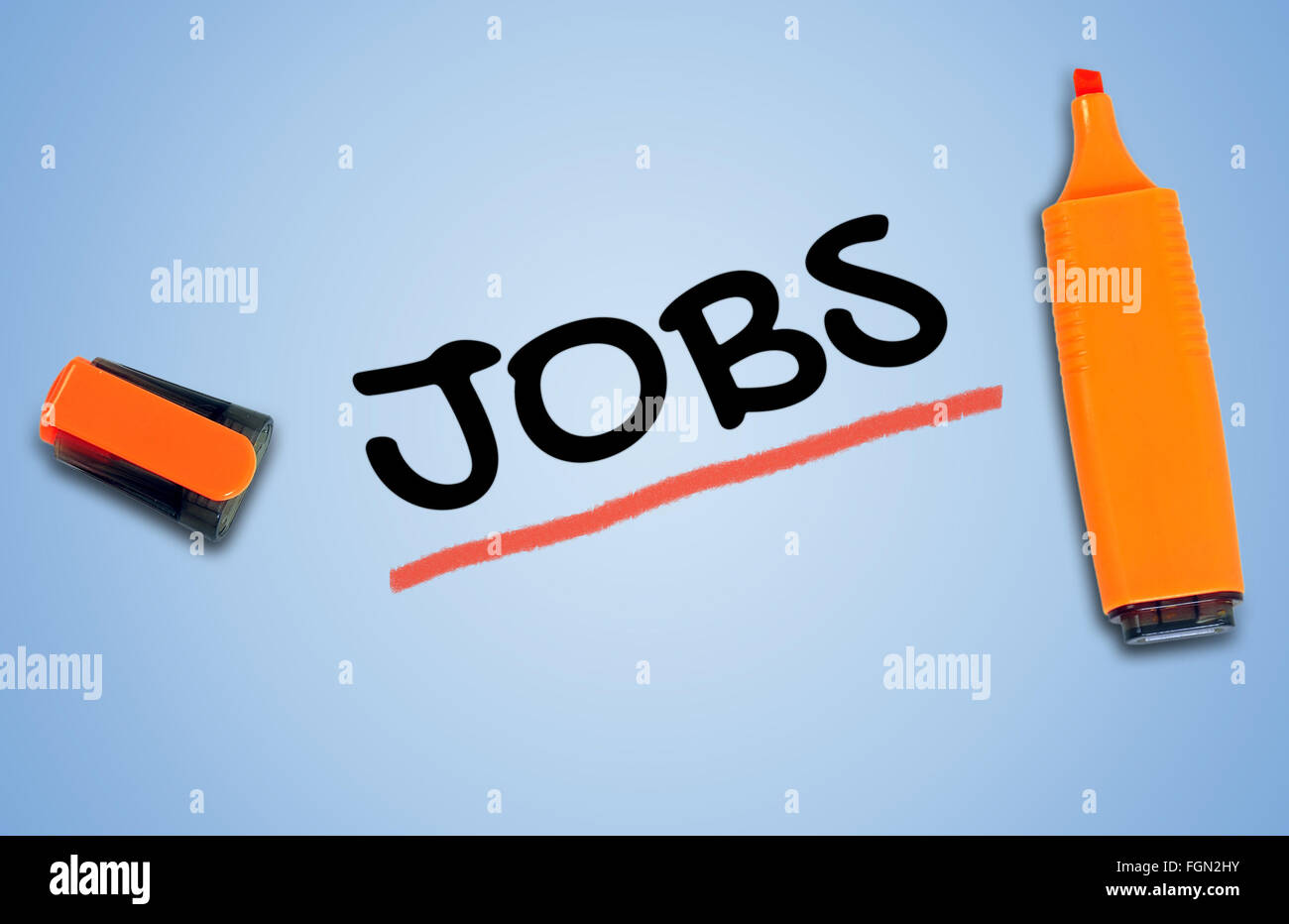 Jobs word on blue background Stock Photo - Alamy