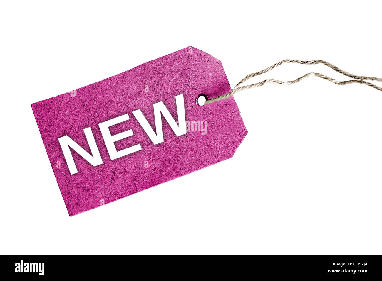 Isolated New word on violet tag Stock Photo - Alamy