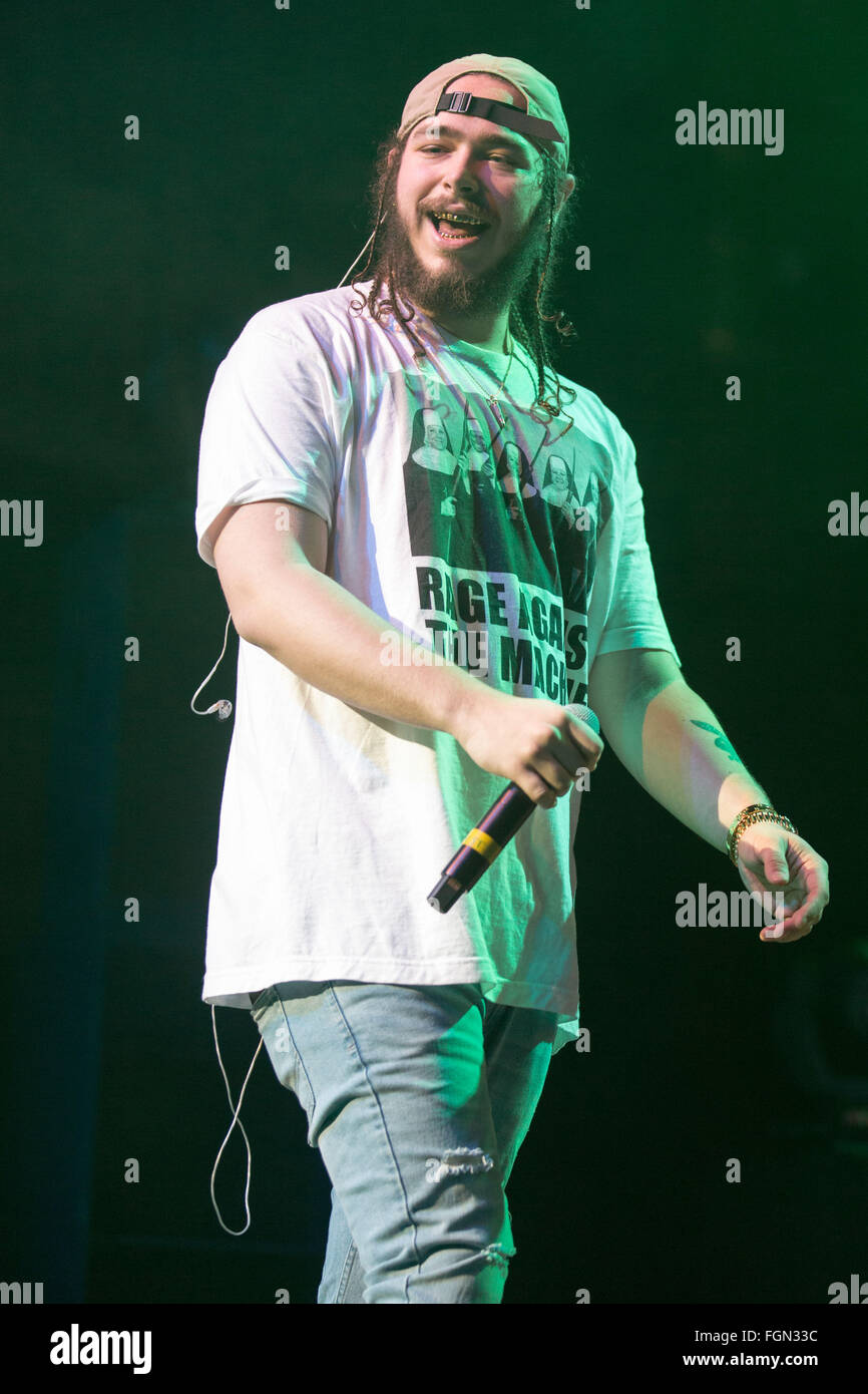 Madison, Wisconsin, USA. 20th Feb, 2016. Rapper POST MALONE performs ...
