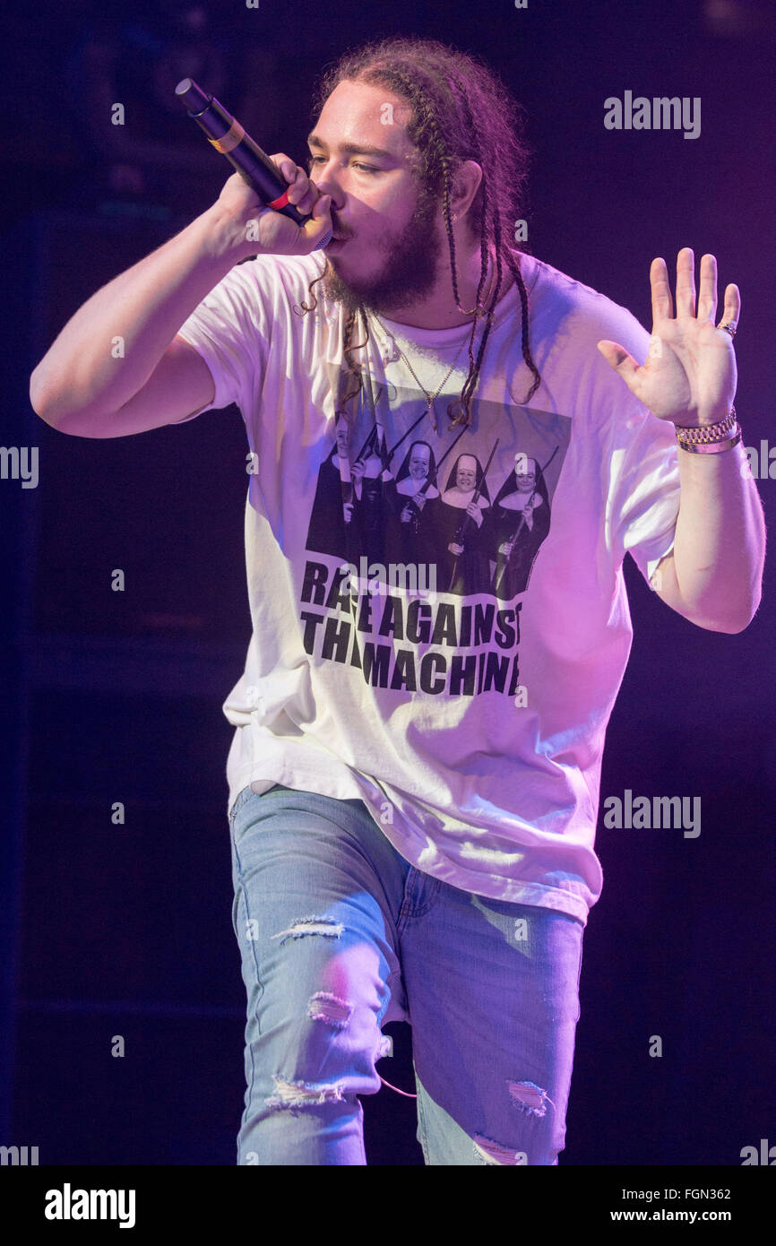 Madison, Wisconsin, USA. 20th Feb, 2016. Rapper POST MALONE performs ...