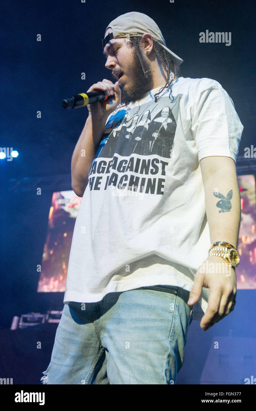 Madison, Wisconsin, USA. 20th Feb, 2016. Rapper POST MALONE performs ...