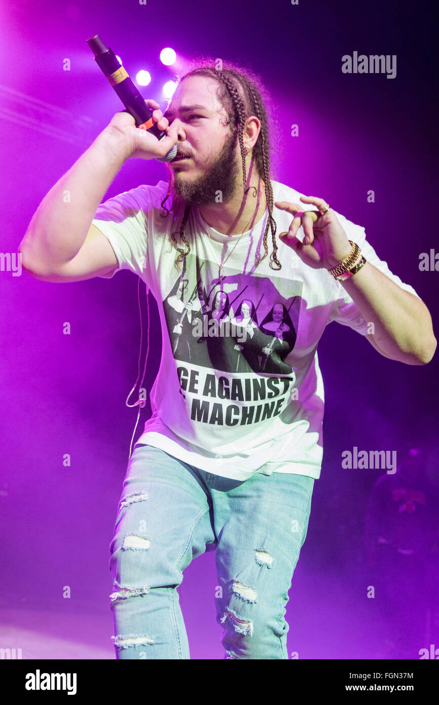 Madison, Wisconsin, USA. 20th Feb, 2016. Rapper POST MALONE performs ...