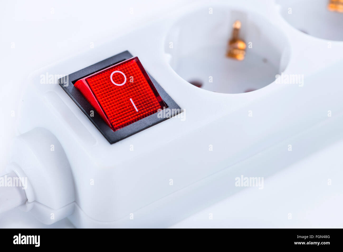 Outlet strip (detailed close-up shot) on white background Stock Photo ...