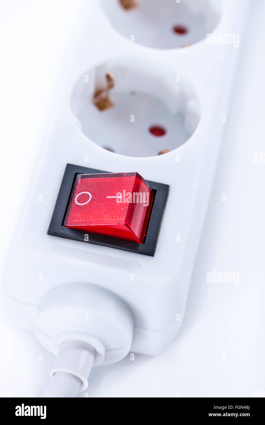 Outlet strip (detailed close-up shot) on white background Stock Photo ...