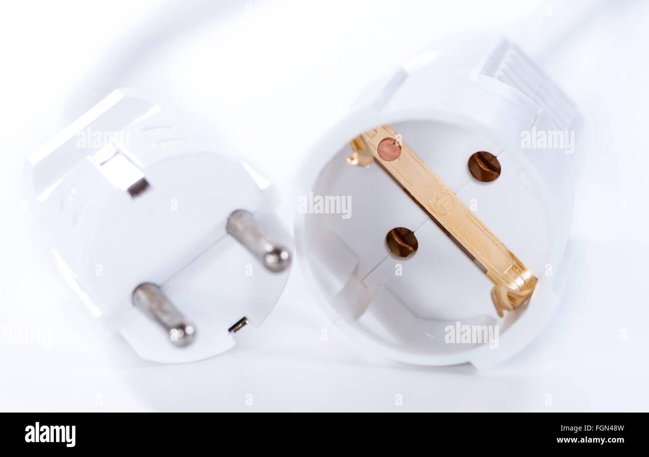 Outlet strip (detailed close-up shot) on white background Stock Photo ...