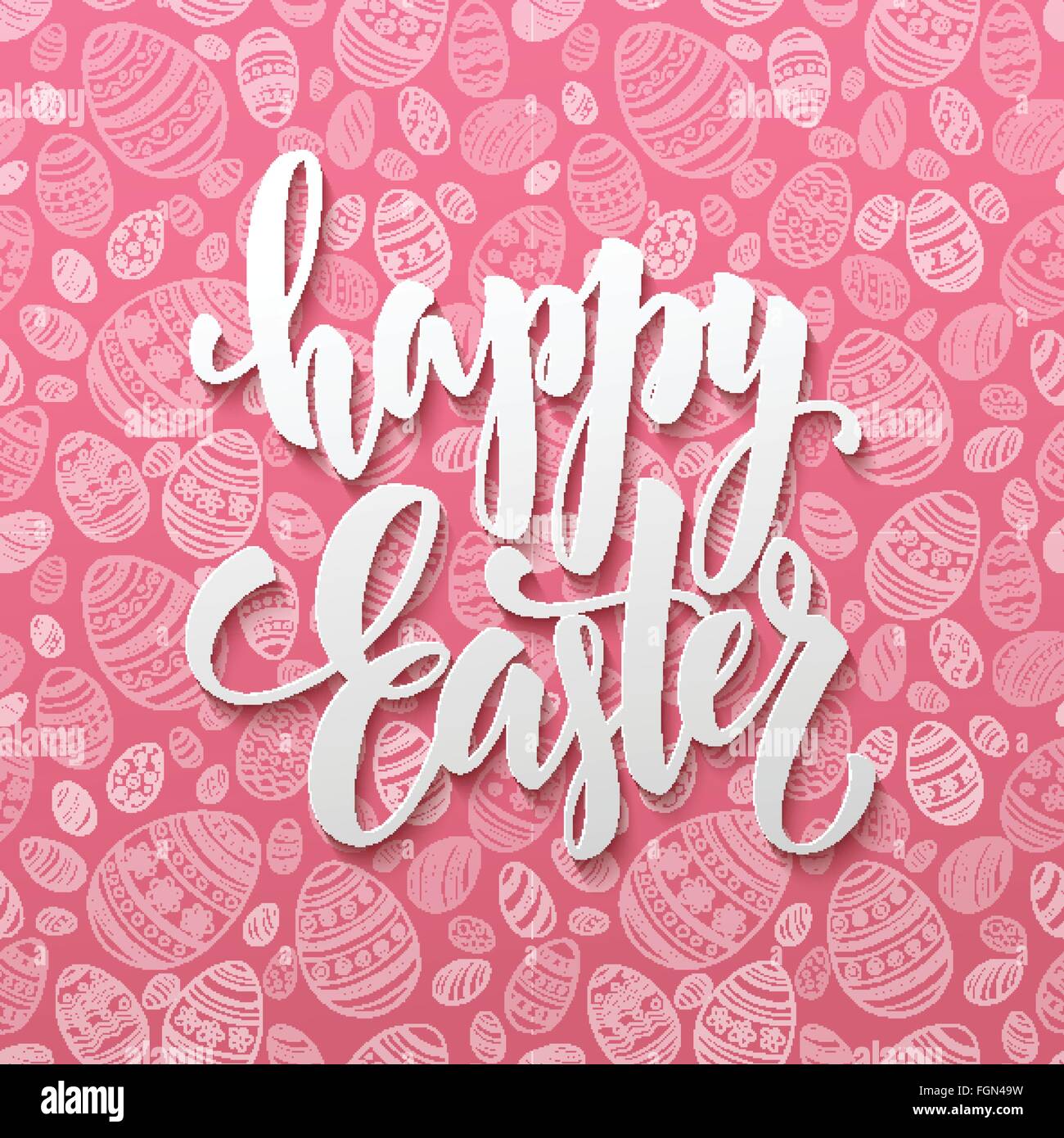 Happy Easter Egg lettering on seamless background. Vector illustration ...