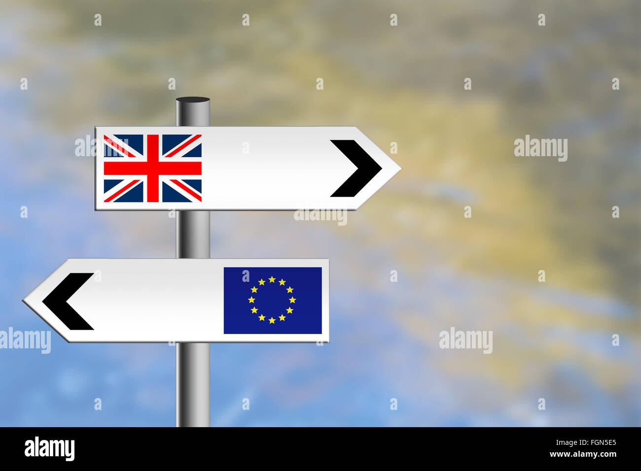 Referendum vote membership direction signs signposts point hi-res stock ...